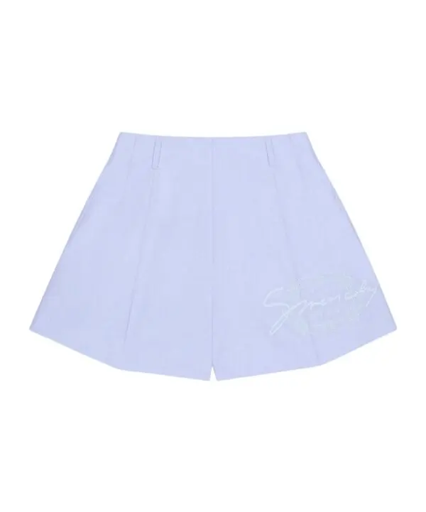 Givenchy High-waisted Shorts With Embroidered Logo - Light Blue