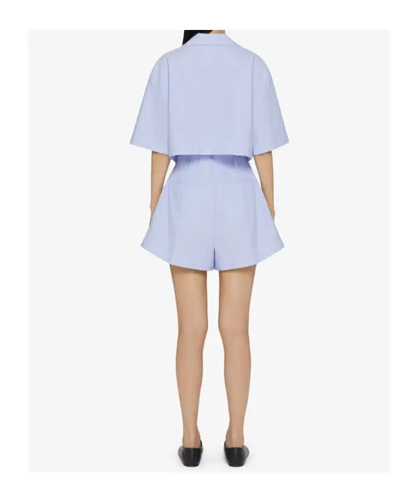Givenchy High-waisted Shorts With Embroidered Logo - Light Blue