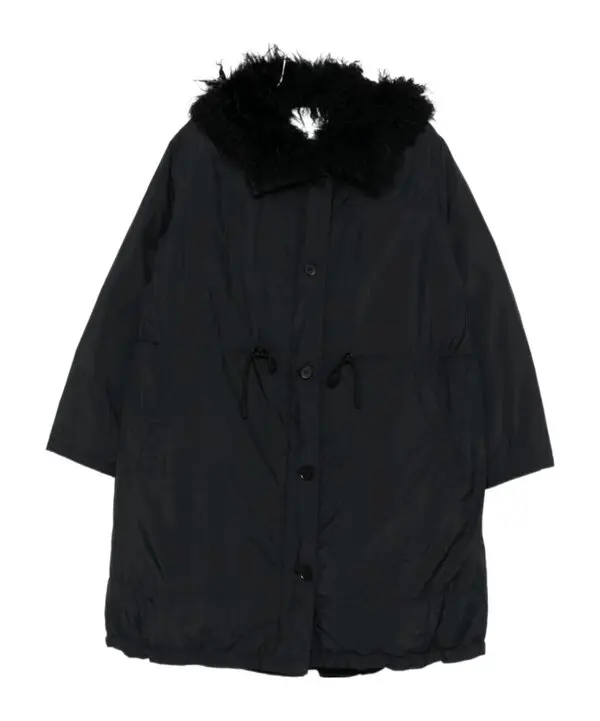 YVES SALOMON Faux Fur-trim Jacket - Black