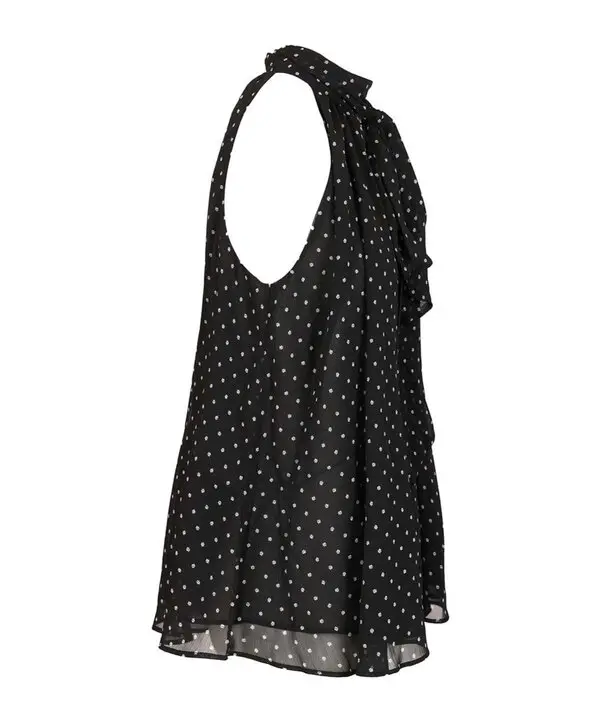 ROTATE BY BIRGER CHRISTENSEN Halterneck Floral Print Bow Top - Black