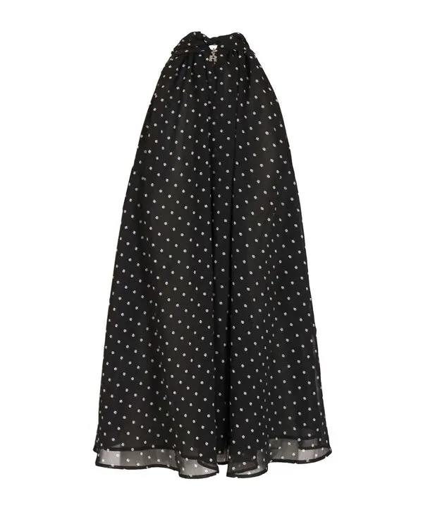 ROTATE BY BIRGER CHRISTENSEN Halterneck Floral Print Bow Top - Black