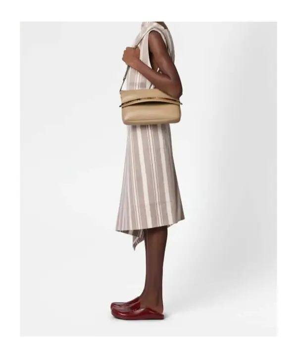 TOD'S Logo Debossed Flap Bag - Nude