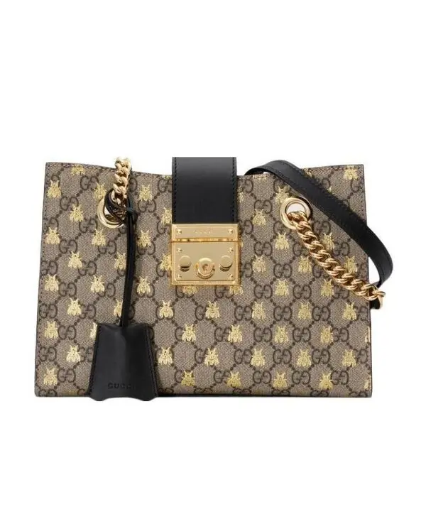 Gucci Padlock Small Shoulder Bag With Gg Bees Motif