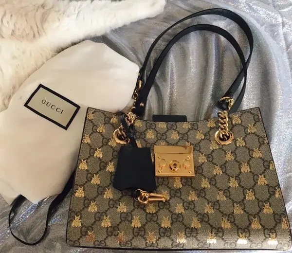Gucci Padlock Small Shoulder Bag With Gg Bees Motif