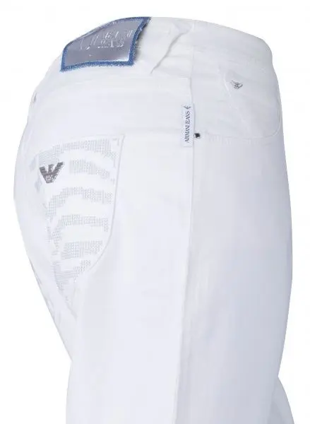 Emporio Armani Straight Leg Logo Jeans - White