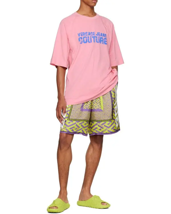 Versace Greca Pattern Logo Printed Shorts - Green