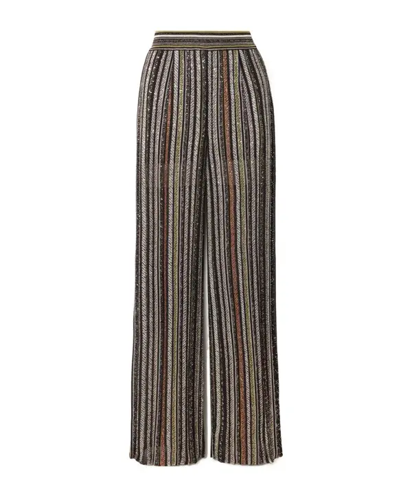 Missoni Sequined Striped Wide-leg Pants - Black