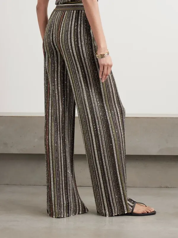Missoni Sequined Striped Wide-leg Pants - Black