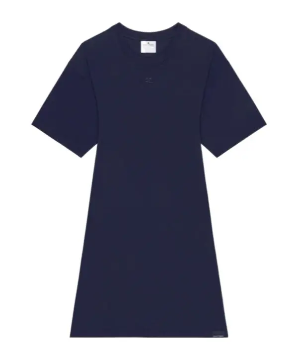 COURREGES Courrèges Embroidered A-line Mini Dress - Navy