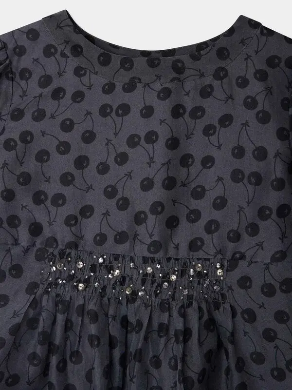 Bonpoint Junia Cherry Print Pleated Dress