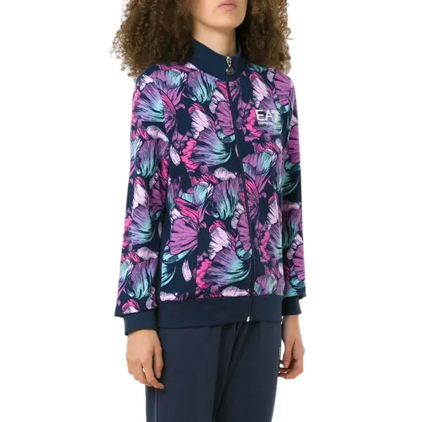 EA7 Floral Print Zip-up Jacket