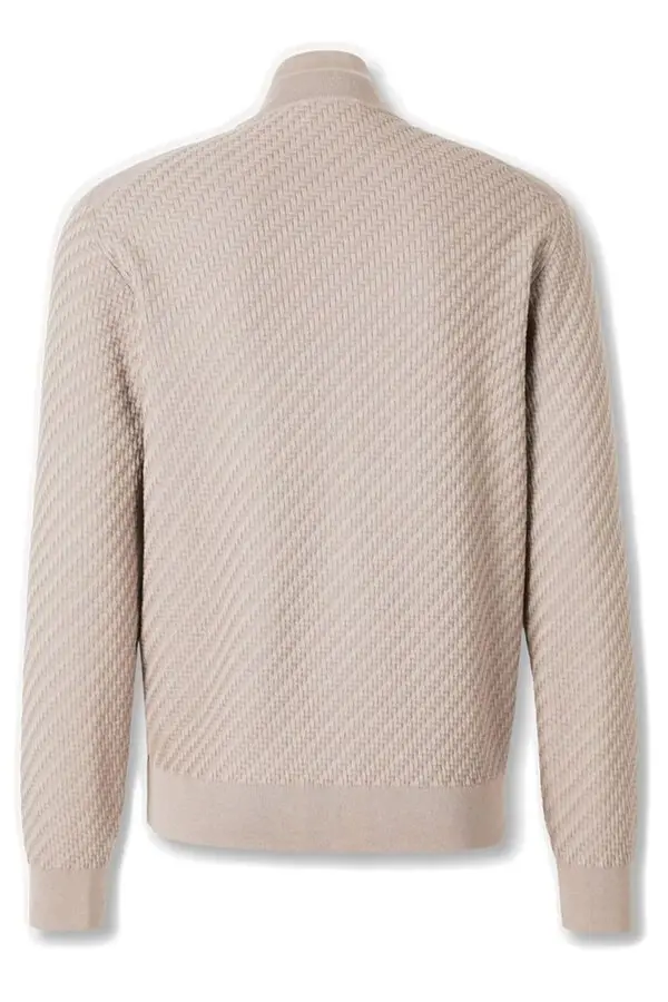 Brioni Trama Braided Zip-up Knit Cardigan