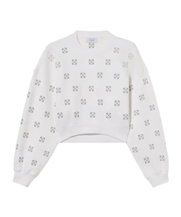 Off-White Lurex Little Arrows Sweatshirt - White-silver