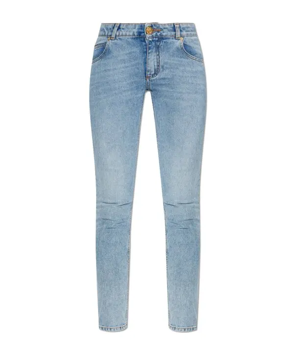 Balmain Logo Patch Skinny Jeans