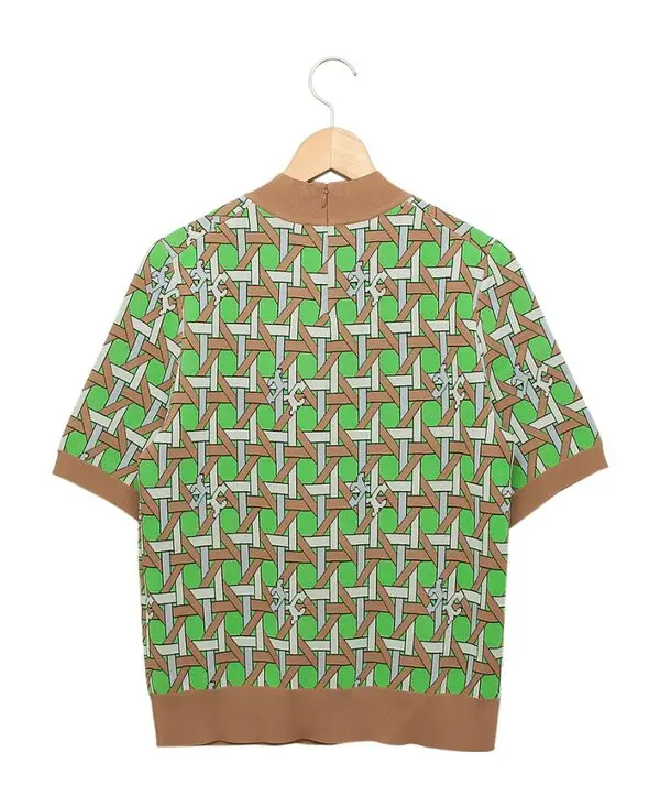 Tory Burch Short Sleeve Patterned Sweater