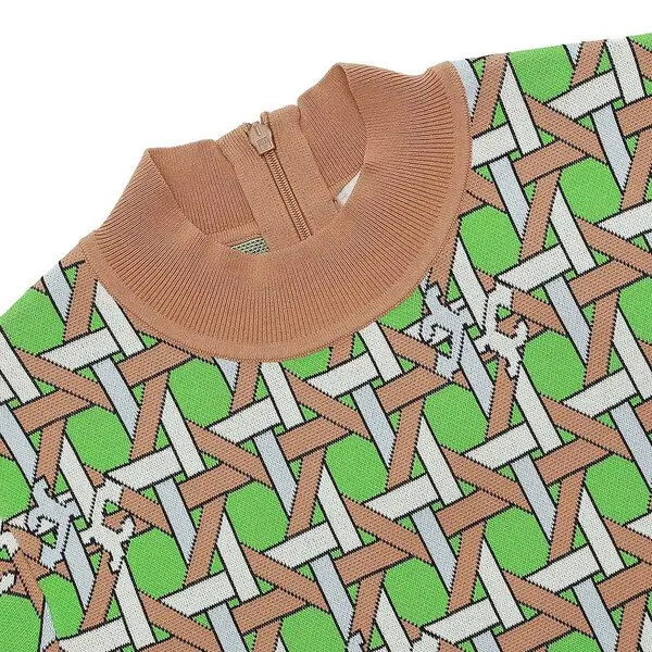 Tory Burch Short Sleeve Patterned Sweater