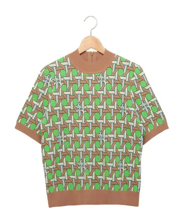 Tory Burch Short Sleeve Patterned Sweater