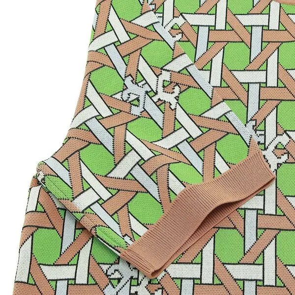 Tory Burch Short Sleeve Patterned Sweater