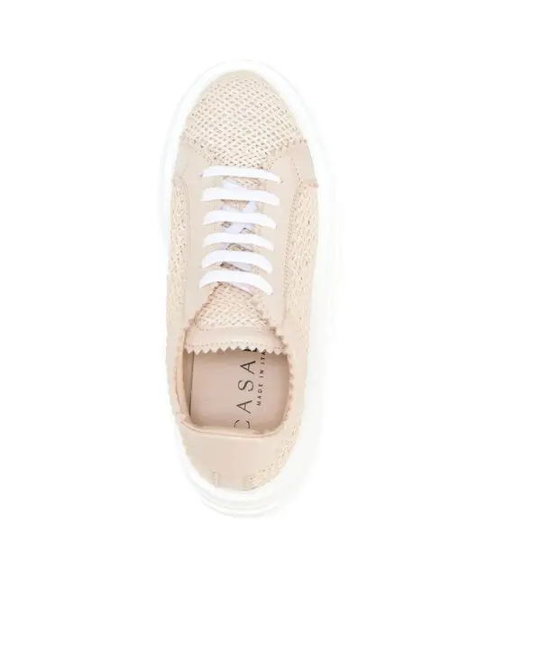 Casadei Chunky Lace-up Sneakers With Woven Detail - White
