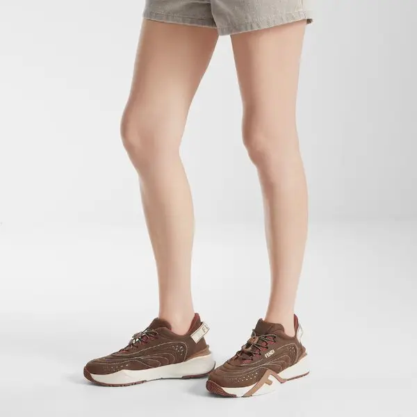 Fendi Flow Low-top Sneakers With Embossed Ff Logo - Brown