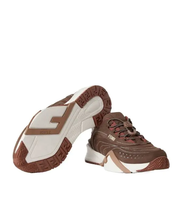 Fendi Flow Low-top Sneakers With Embossed Ff Logo - Brown