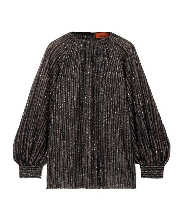 Missoni Sequined Striped Crochet Knit Shirt