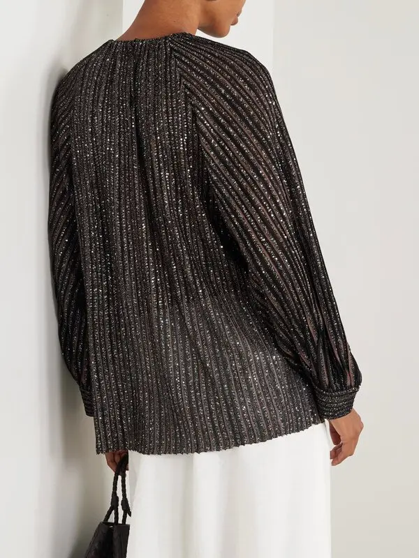 Missoni Sequined Striped Crochet Knit Shirt