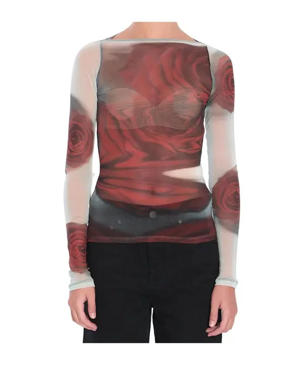 JEAN PAUL GAULTIER Blurry Roses Long Sleeve Top - Multicolor