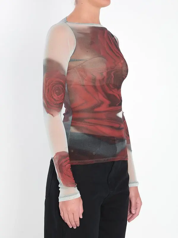JEAN PAUL GAULTIER Blurry Roses Long Sleeve Top - Multicolor