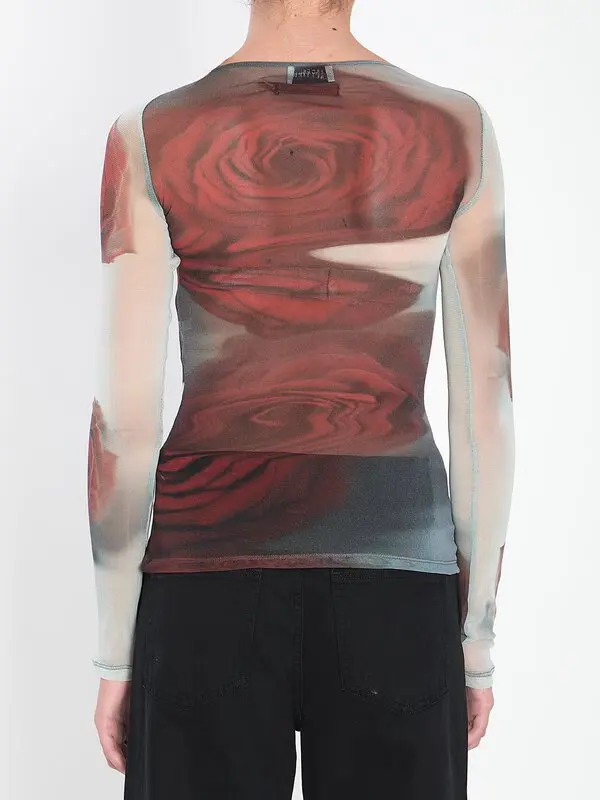 JEAN PAUL GAULTIER Blurry Roses Long Sleeve Top - Multicolor