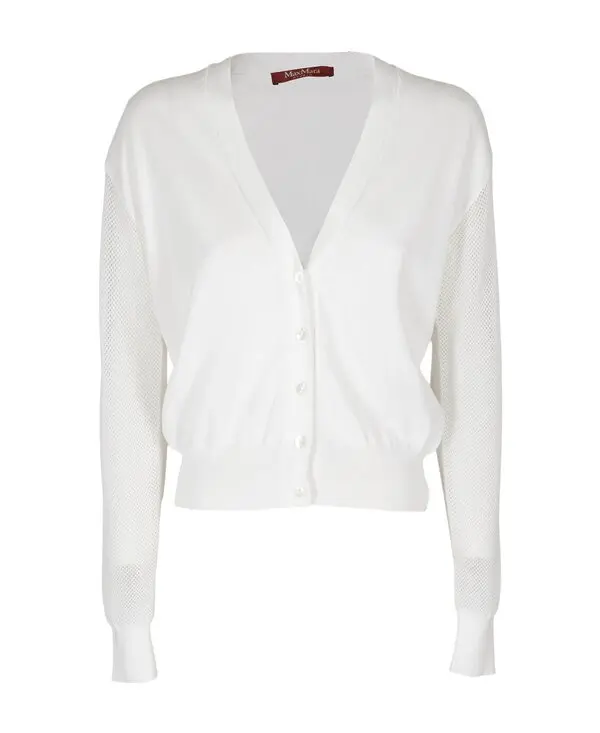 Max Mara V-neck Knitted Cardigan With Perforated Sleeves
