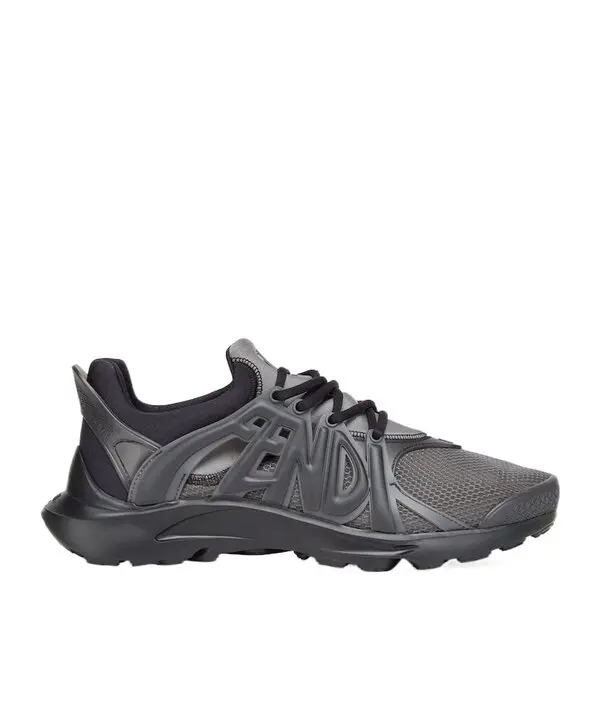 Fendi Tag Lace-up Sneakers - Black