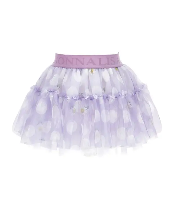 Monnalisa Tiered Flared Tutu Skirt With Logo Waistband