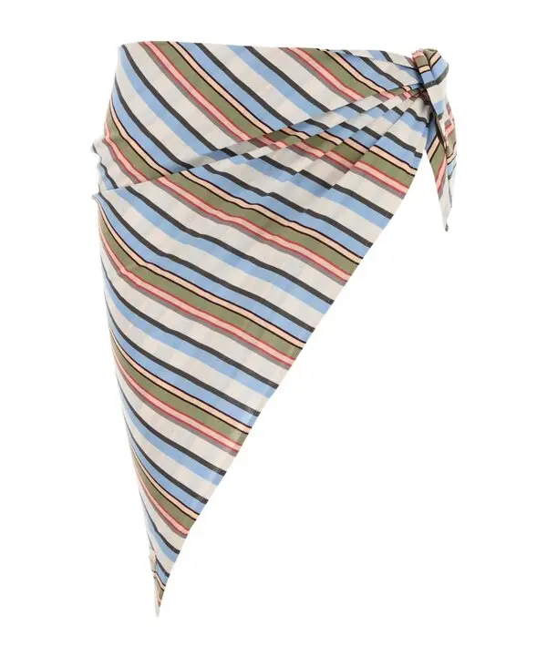 Prada Embroidered Striped Sarong - Light Blue