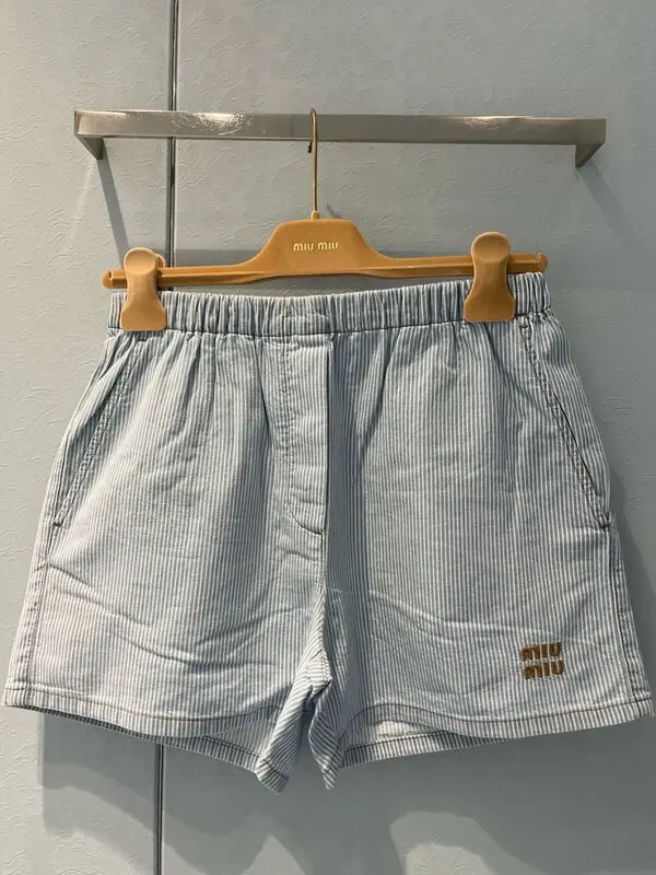 Miu Miu Striped Chambray Bermuda Shorts