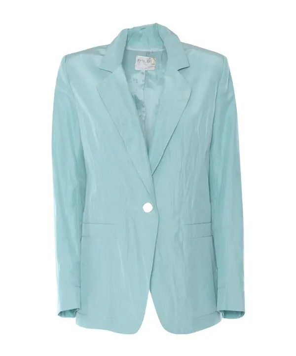 FORTE_FORTE Satin Boxy Jacket - Blue