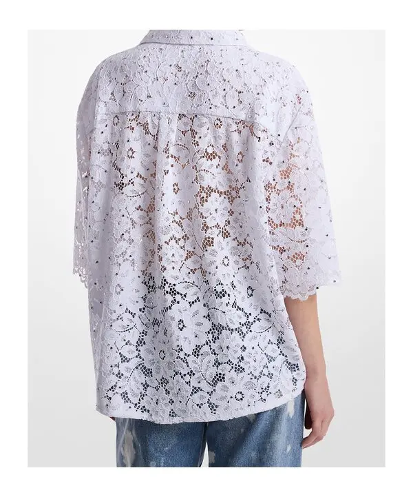 Michael Kors Studded Corded Floral Lace Shirt