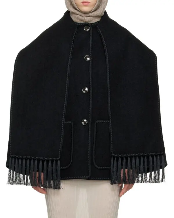 TOTEME Oversized Fringed Edge Scarf Jacket - Black