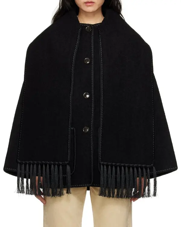 TOTEME Oversized Fringed Edge Scarf Jacket - Black