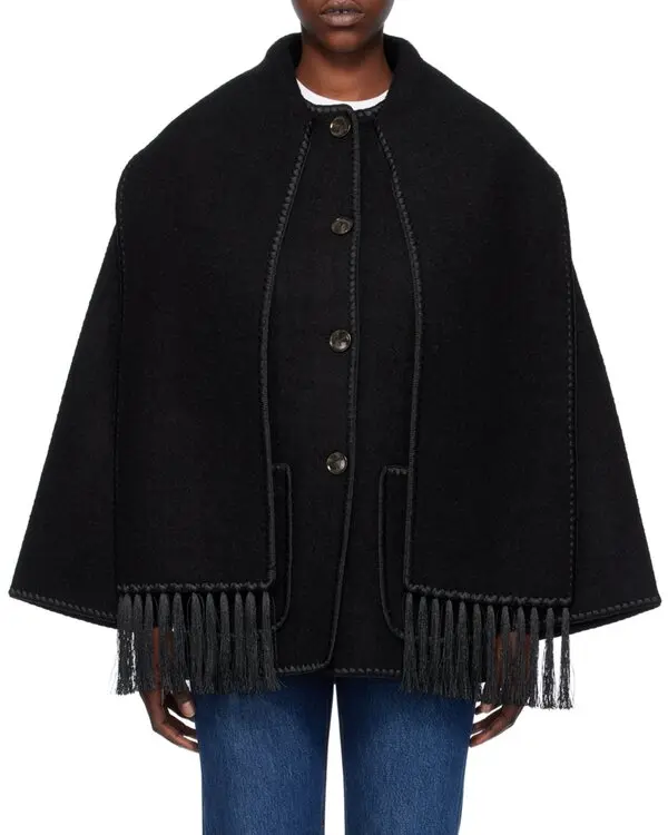 TOTEME Oversized Fringed Edge Scarf Jacket - Black