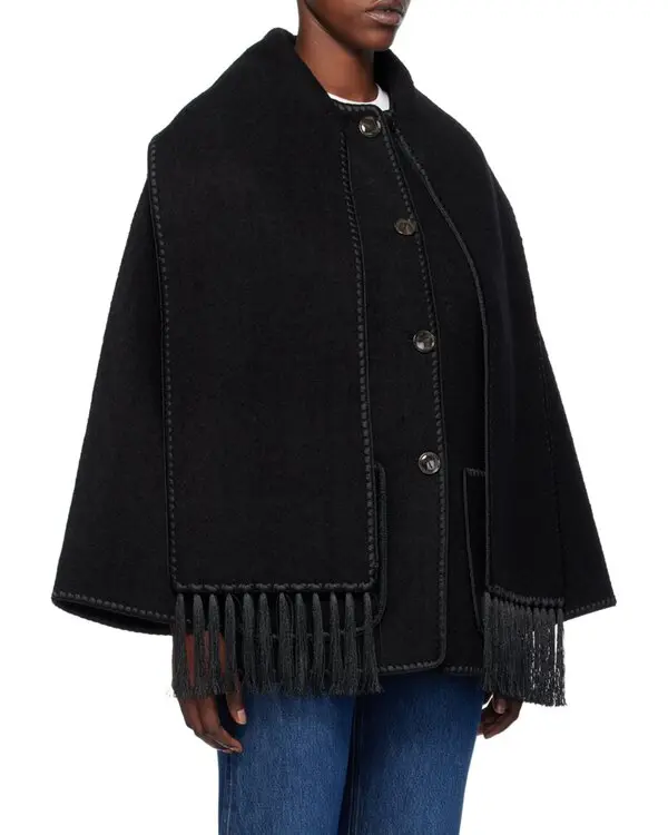 TOTEME Oversized Fringed Edge Scarf Jacket - Black