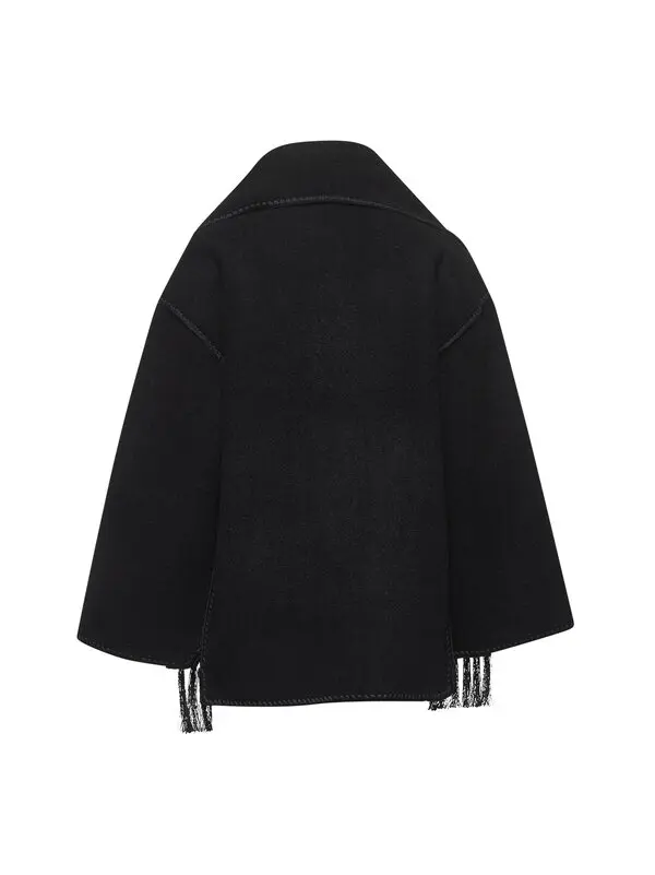 TOTEME Oversized Fringed Edge Scarf Jacket - Black