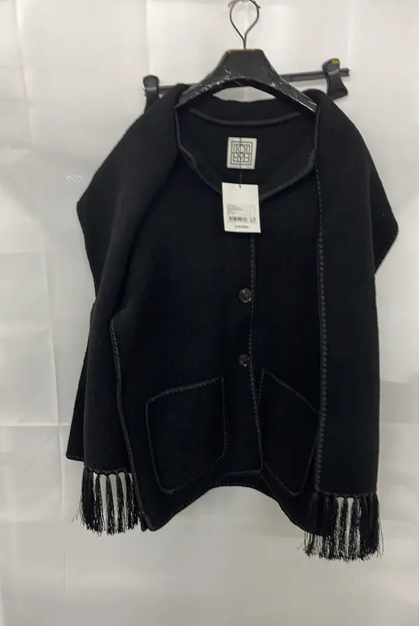 TOTEME Oversized Fringed Edge Scarf Jacket - Black