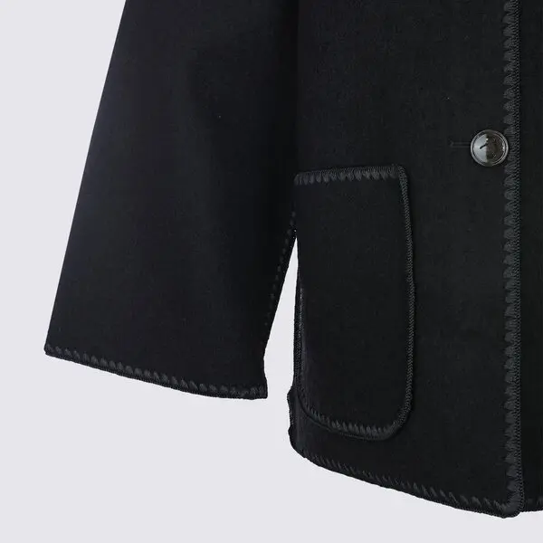 TOTEME Oversized Fringed Edge Scarf Jacket - Black