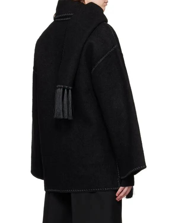 TOTEME Oversized Fringed Edge Scarf Jacket - Black