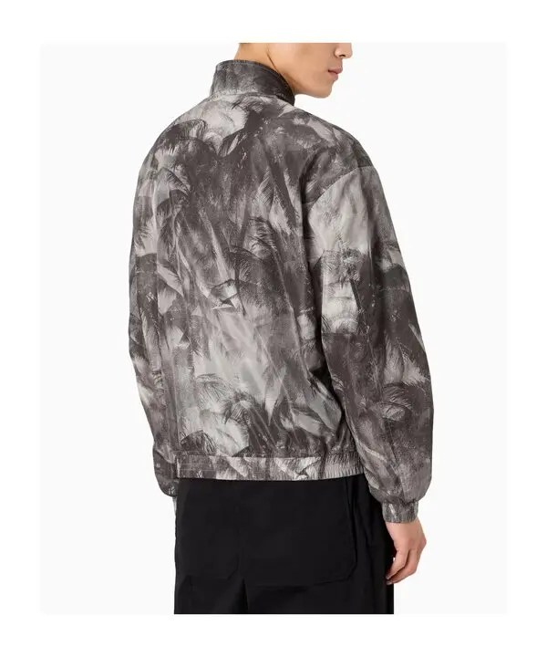 Emporio Armani Palm Tree-print Zip-up Bomber Jacket - Gray