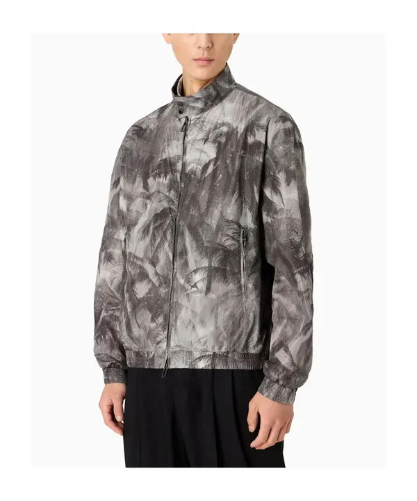 Emporio Armani Palm Tree-print Zip-up Bomber Jacket