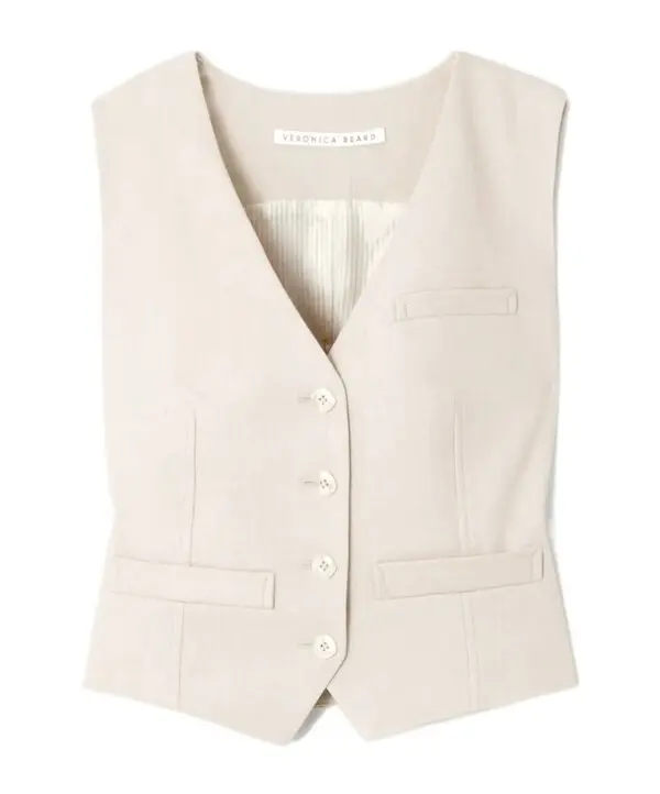 Veronica Beard Bennett V-neck Vest - Off White
