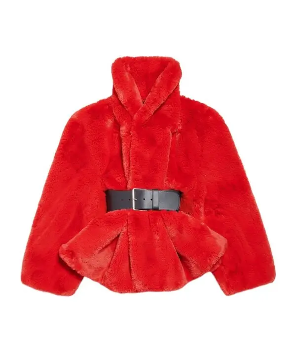 Balenciaga Belted Faux Fur Coat