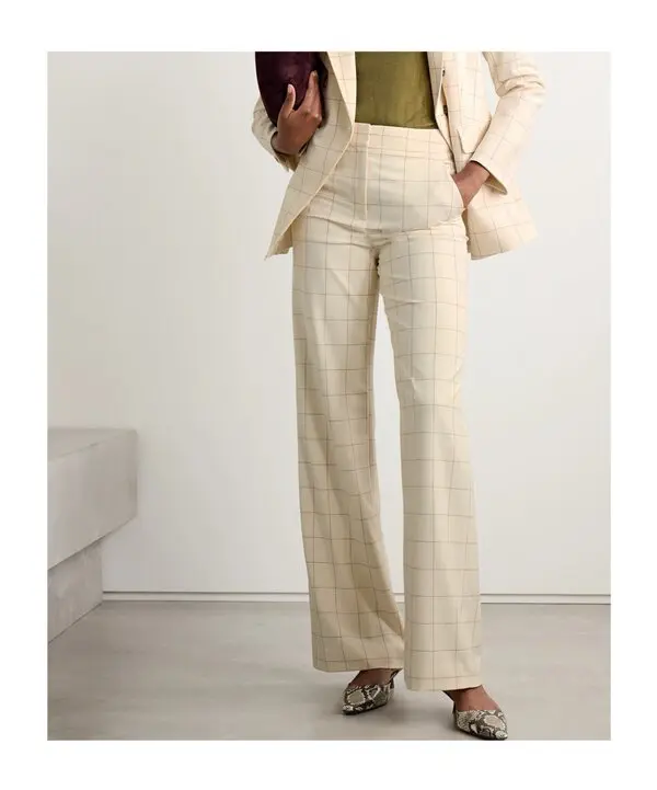 Veronica Beard Plaid Wide-leg Trousers